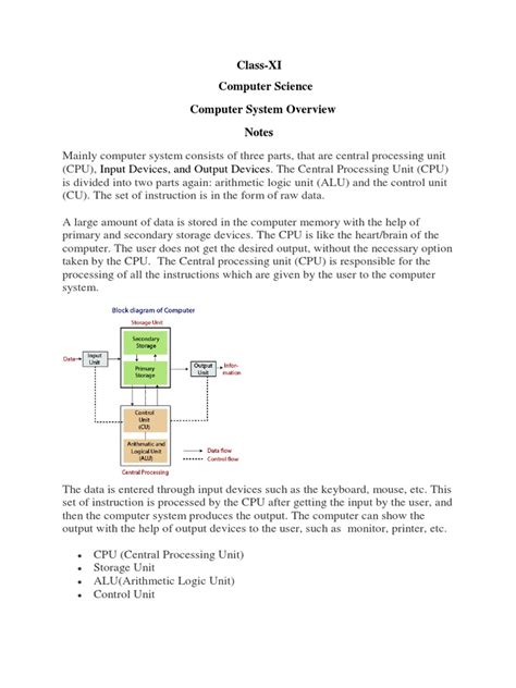 11computer Science Computer System Overview Notes Pdf Random Access