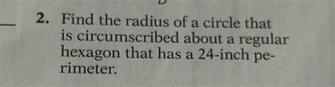 solved 2 find the radius of a circle that is circumscribed about a