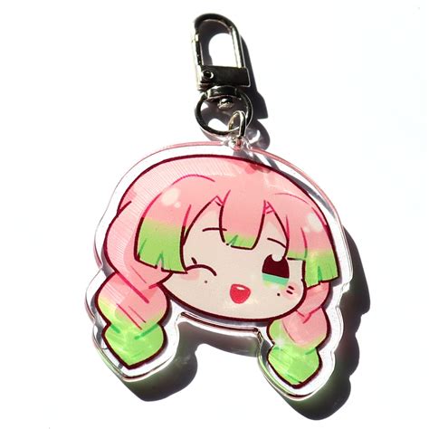Custom Made Cute Kanroji Mitsuri Pink Demon Slayer Clear Glitter Epoxy