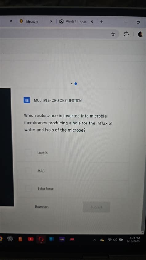Edpuzzleweek 6 Updatmultiple Choice Questionwhich Substance Is Insert