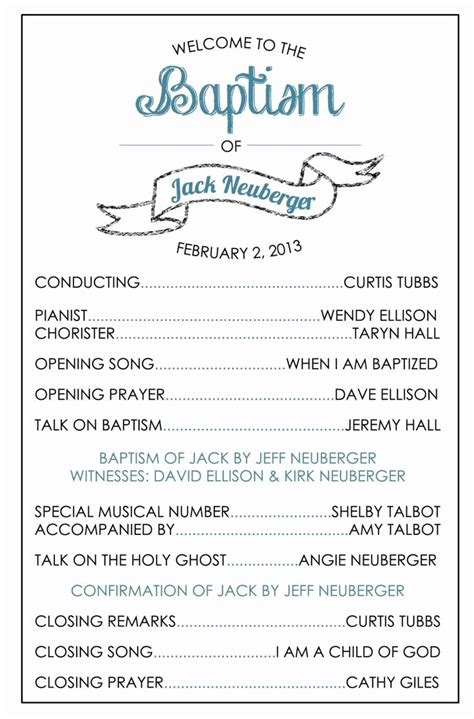 Lds Baptism Program Template Microsoft Word Free Word Template