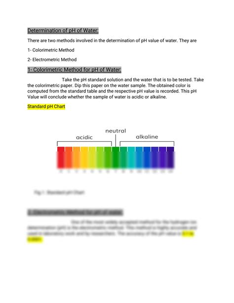 SOLUTION: How to Determine the pH value of water? - Studypool