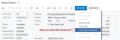 How To Lock The Email Sales Order Feature On Sales Orders Screen