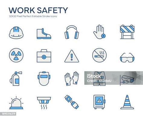 Work Safety Colorful Line Icons Stock Illustration Download Image Now