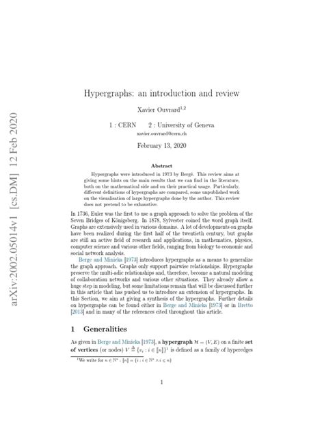 Hypergraphs An Introduction And Review Xavier Ouvrard 1 Cern 2