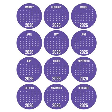 Purple 2026 Calendar Circles D 1286621