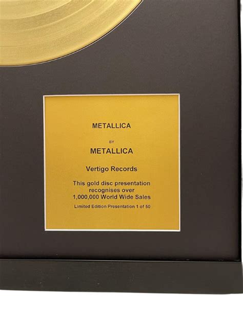 Gold Record And Cd Presentation Metallica By Metallica Order Today
