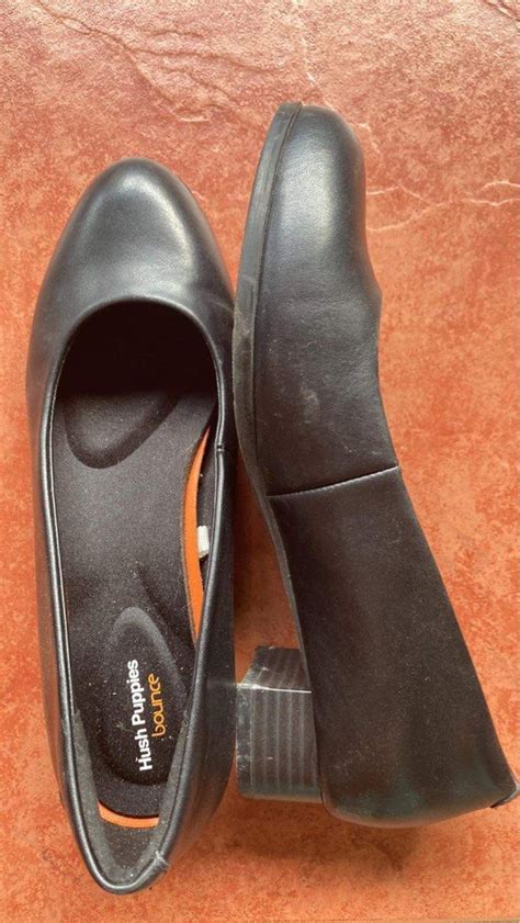 Black Hush Puppies With 2 Inches Heels Womens Fashion Footwear