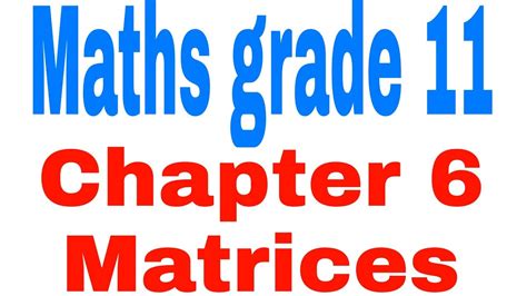 Maths Grade 11 Chapter 6 Matrix Part 1 Youtube