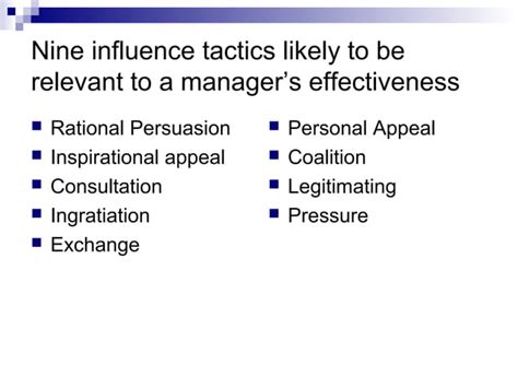 Influence Tactics Ppt