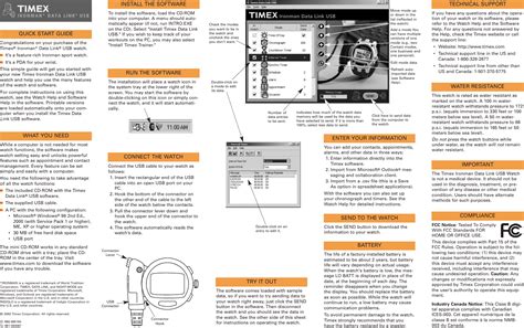 Timex Data Link Usb User Guide 0603193 Datalink 851 English