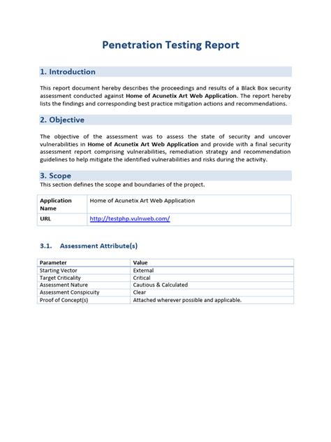 Web Pentesting Sample Report Download Free Pdf Vulnerability Computing Computer Science
