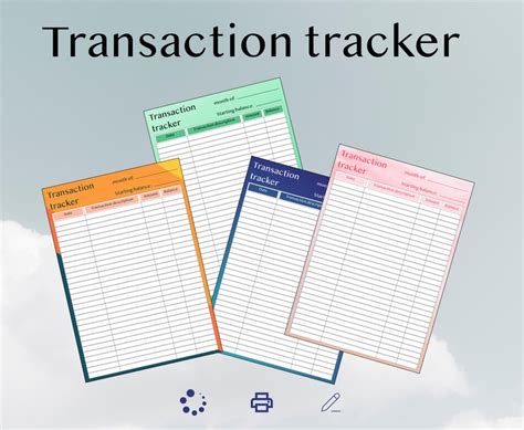 Digital Transaction Tracker Template Planner A4 Pdf Expense Tracker