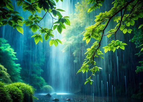 Dramatic Rainforest Scene A Majestic Forest Drenched In Heavy Rain