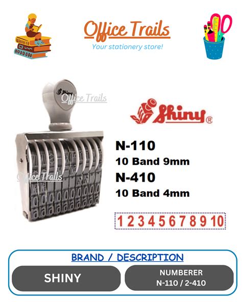 Shiny Manual 10 Digit Band Number Stamp 4mm N410stamp N 110 9mm