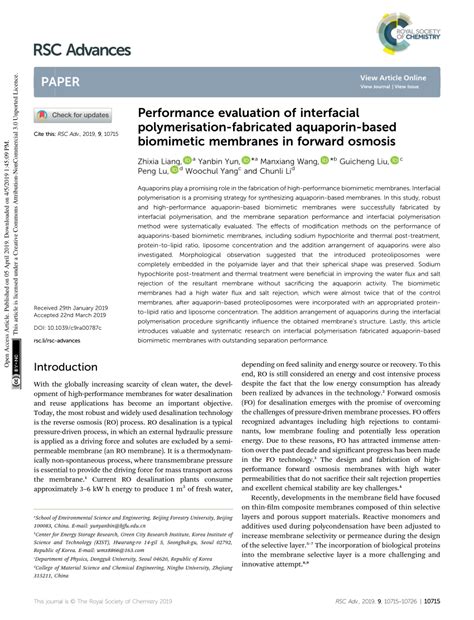 Pdf Performance Evaluation Of Interfacial Polymerisation Fabricated