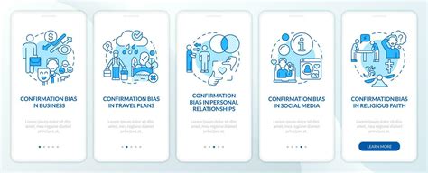 Examples Of Cognitive Bias Blue Onboarding Mobile App Screen Walkthrough 5 Steps Editable