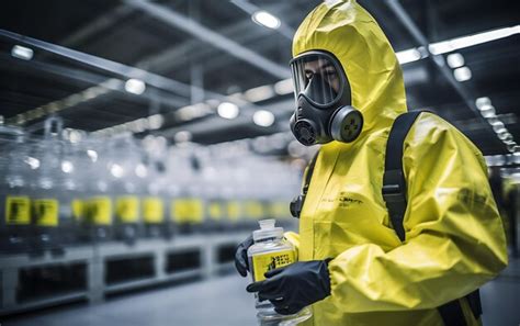 Premium Ai Image A Person In A Chemical Protection Suit Against