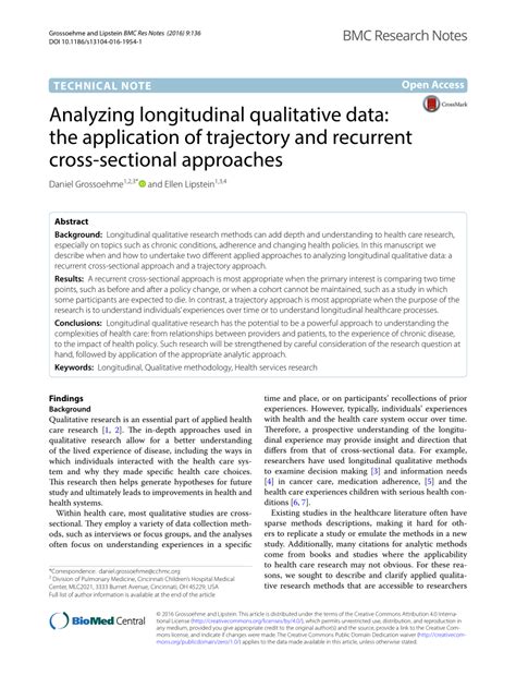 Pdf Analyzing Longitudinal Qualitative Data The Application Of Trajectory And Recurrent Cross