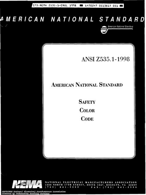 Ansi Z5351 1998 Safety Color Code Pdf Color Safety