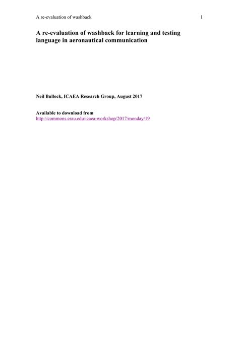 Pdf A Re Evaluation Of Washback For Learning And Testing Language In Aeronautical Communications