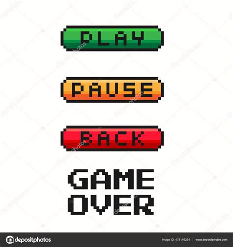 Bit Pixel Game Menu Button Play Pause Back Gaming Controller Stock Vector Image By Konakhovska