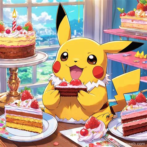 Draw Me Pikachu From Pokemon Eating Cake Prompts Stable Diffusion Online