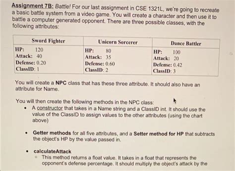 Solved Assignment 7b Battle For Our Last Assignment In Cse