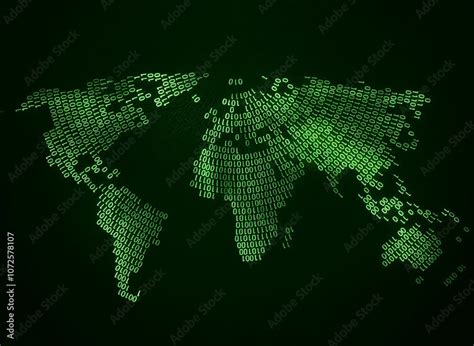 World Map Shown In Binary Code Pattern Green Matrix Numbers Zero One Stock Video Adobe Stock