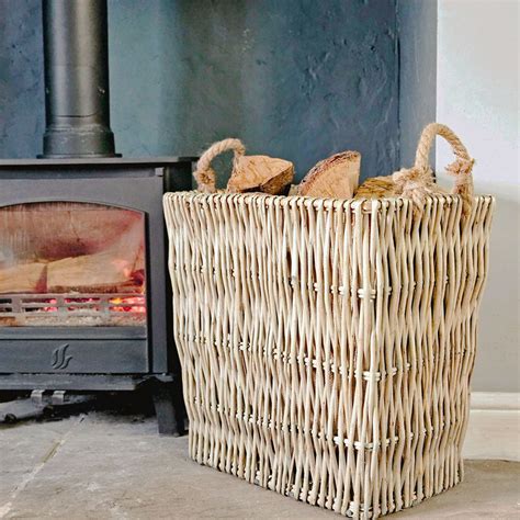 Wicker Log Basket Kindling Basket Small Log Basket Wood Basket