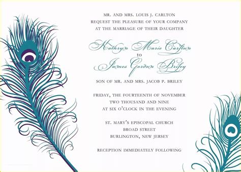 Peacock Invitations Template Free Of Peacock Wedding Invitations Templates