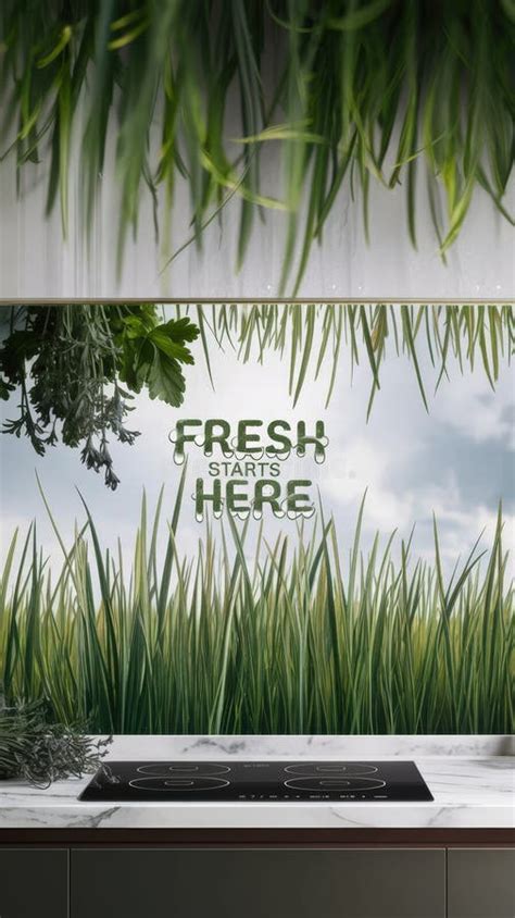Fresih Kitchen Wallpaper With Grass Caption Fresh Starts Here Over