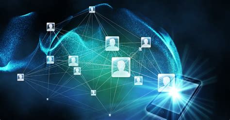 Composition Of Network Of Connections With Icons Over Globe Stock