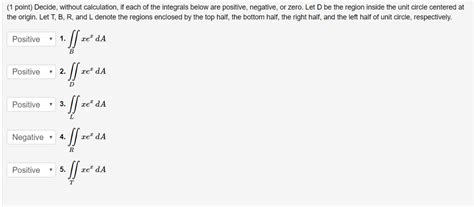 solved 1 point decide without calculation if each of the