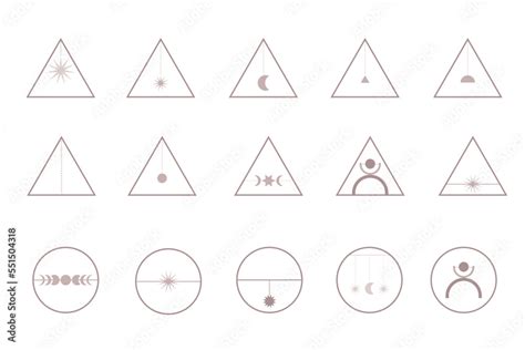 Graphic Icon Clipart Minimalist Boho Symbol Silhouette Set Template