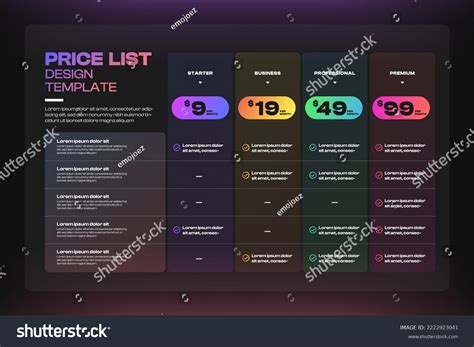 Template Design Ux Ui Price List Stock Vector Royalty Free 2222923041
