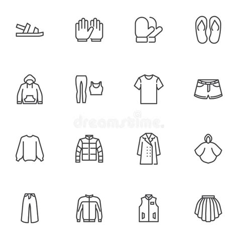 Clothing And Accessories Line Icons Set Stock Vector Illustration Of