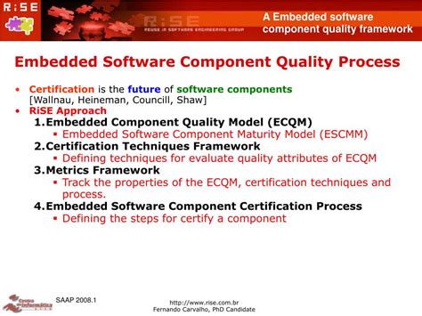 Ppt Embedded Software Quality Assurance Framework For Component Certification Powerpoint