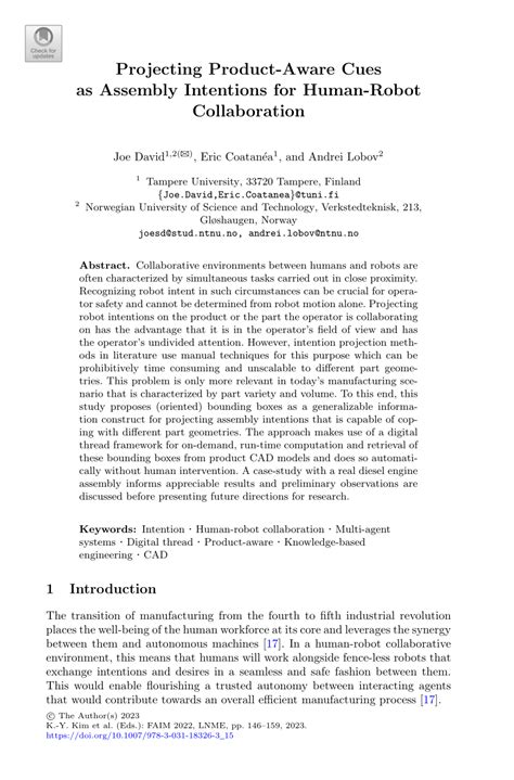 Pdf Projecting Product Aware Cues As Assembly Intentions For Human