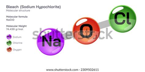 Bleach Sodium Hypochlorite Molecular Structure Formula Stock Vector
