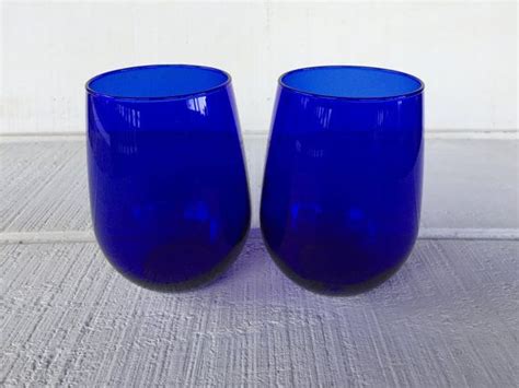 2 Vintage Stemless Wine Glasses Libbey Roly By 1350northvintage