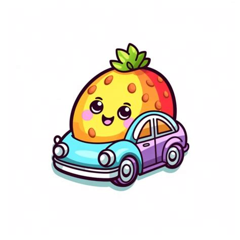 Premium Photo Cartoon Car With A Pineapple On Top Of It Generative Ai