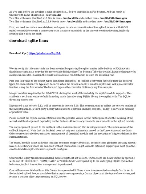 Fillable Online Cant Load Sqlite Client Library Libsqlite3socheck Your Fax Email Print