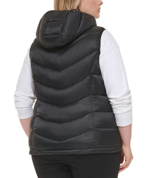 Charter Club Womens Plus Size Packable Hooded Puffer Vest Created For