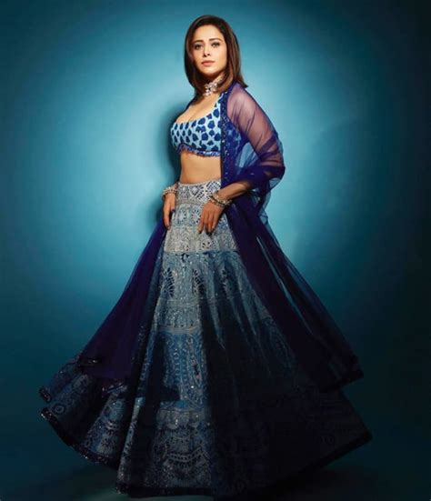 Nushrratt Bharucha Stuns In Hot Light Blue Blouse And Matching Lehenga