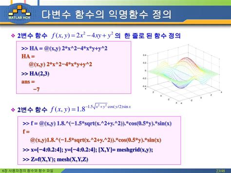 PPT MATLAB 개요 및 응용 장 사용자정의 함수와 함수 파일 PowerPoint Presentation ID