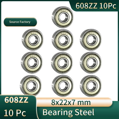 Bearing 608zz 608z 10 Pcs High-Quality Bearing Steel, Double Metal ...