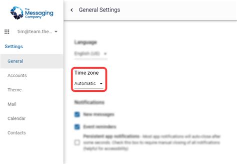 email is showing incorrect time the messaging company