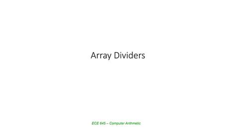 Array Divider On Digital Design For Reference Ppt