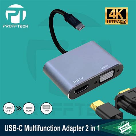 Jual Converter Type C To Hdmi Vga In Original Profftech Kota Medan Profftech